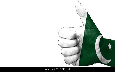 thumbs up in approval with the pakistani flag painted Stock Photo - Alamy