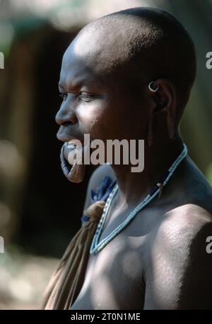 Sudan, SDN, Woman from Kachipo tribe with traditional plate lip, South ...