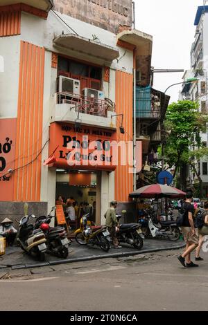 Hanoi, Vietnam. Pho 10 Restaurant. Pho, Broth, rice noodles, herbs, and ...