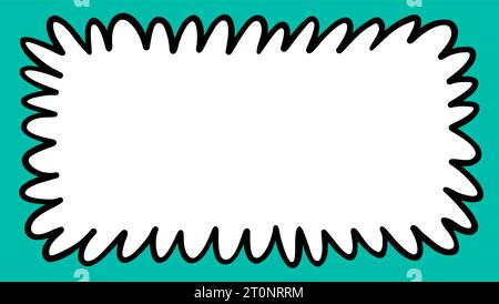 Scalloped and wavy doodle frame. Hand drawn retro border. Funky text ...