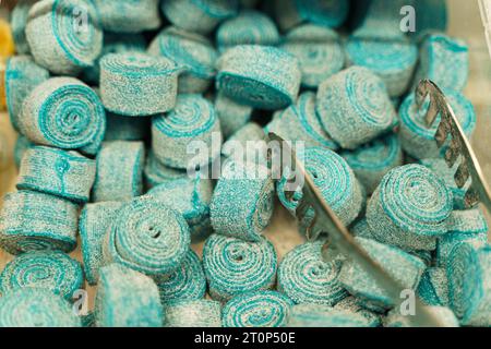 Bright blue chewing marmalade, sweets for children and adults ...