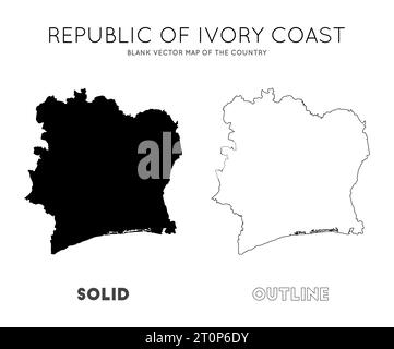 Ivory Coast map. Blank vector map of the Country with regions. Borders ...