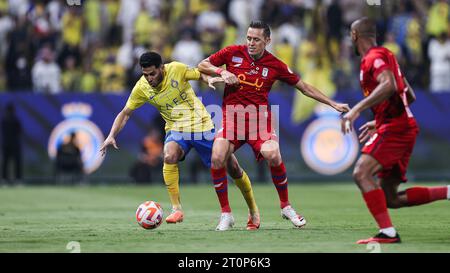 Sultan Al-Ghannam of Al-Nassr FC and in action during the Al-Nassr FC ...