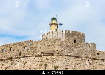 Closeup of Saint Nicholas Fortress round tower with lighthouse and ...