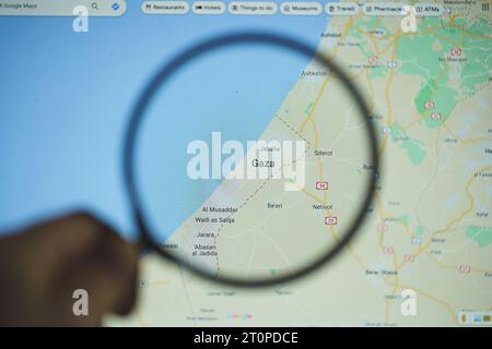 Gaza strip and Israel on google maps Stock Photo - Alamy