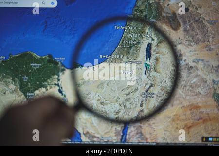 Israel and and Palestine on Google maps Stock Photo - Alamy