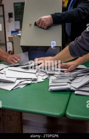 A ballot box is emptied as counting begins at the Punchestown ...