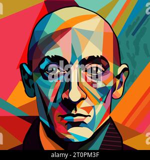 Male portrait in the style of cubism. Abstract cubism portrait painting ...