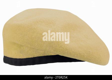 Army uniform tan colour beret isolated on white background Stock Photo ...