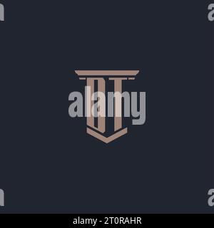 DT initial monogram logo with pillar and shield style design ideas ...