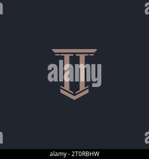 II initial logo monogram with pillar icon design vector, law firm logo ...
