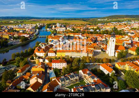 Aerial cityscape of Pisek Stock Photo - Alamy