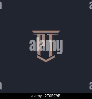 PT initial logo monogram with pillar icon design vector, law firm logo ...