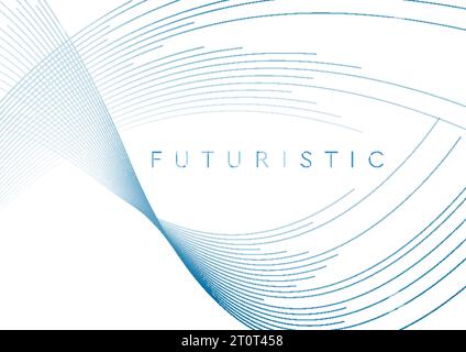Blue minimal wavy lines abstract futuristic tech background. Vector digital art design Stock ...