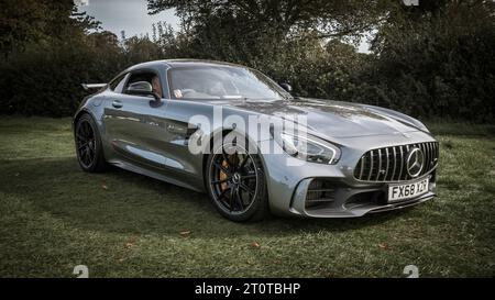 Mercedes AMG GT sports car showcased at the Brussels Expo Autosalon motor show. Belgium ...