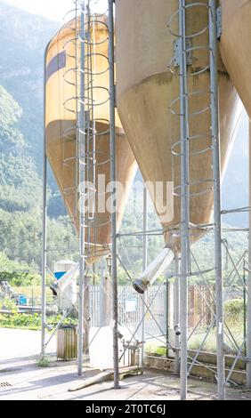 Farm silos for fish farming Stock Photo - Alamy
