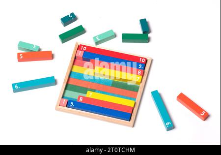 Wooden counting rods used to calculate mathematics using colour and ...