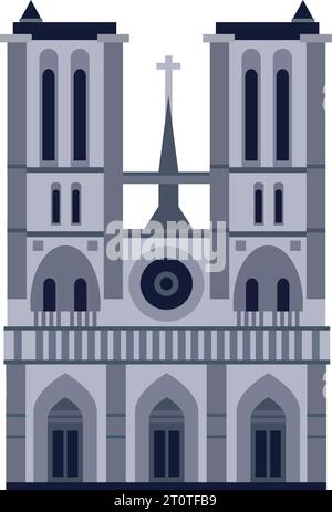 Simple colorful flat drawing of the NOTRE DAME DE PARIS, PARIS Stock ...