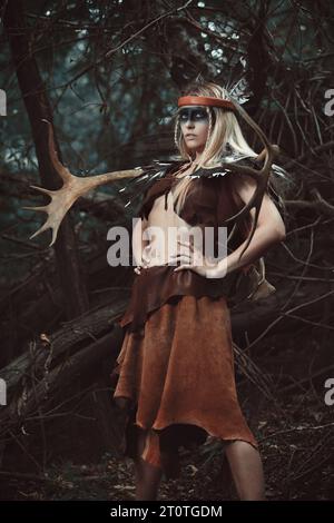 Norse shaman with horn Stock Photo - Alamy