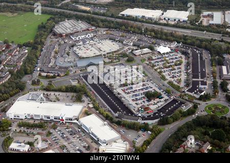 aerial view of Chester Retail Park (foreground) & Greyhound Retail Park ...