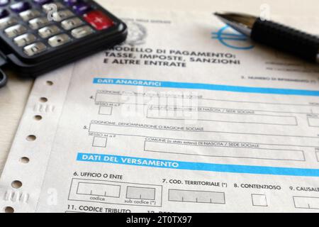 Form for italian taxes. Form filling, unified payment Stock Photo - Alamy