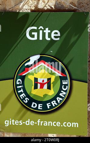 The famous Gite de France sign, an indication of a holiday rental, in ...