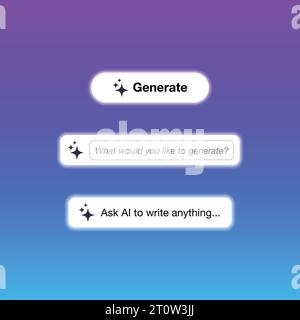Generate AI button. Artificial intelligence icon. Machine learning generator. Generate text and ...
