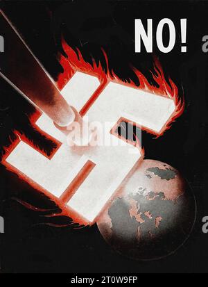 Illustration of black Swastika in white circle on red background Stock ...
