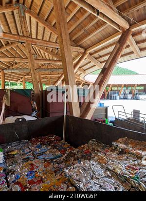 Waste recycling centre with crushed tin cans. Kamikatsu Zero Waste ...