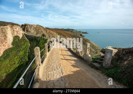 Guernsey, October 5th 2023: La Coupée bridge on Sark Stock Photo - Alamy