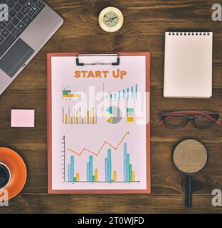 Business concept. On the table is a compass and cubes with the ...