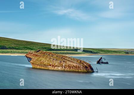 The Churchill Barriers with the wreck of the SS Reginal Blockship in ...