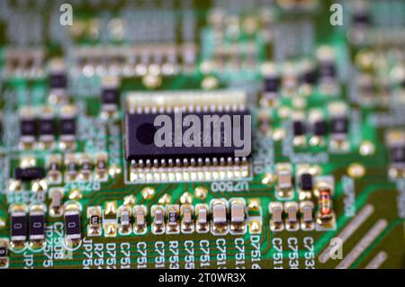 interior of LCD TV Television main board power circuit, wires ...