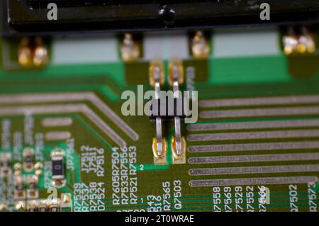 interior of LCD TV Television main board power circuit, wires ...