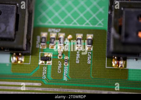 interior of LCD TV Television main board power circuit, wires ...