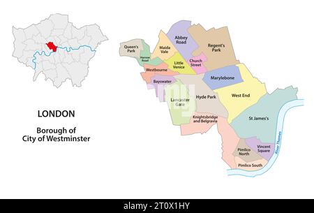 Administrative map of Greater London region, United Kingdom Stock Photo ...