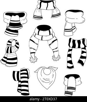 Striped neckerchief. Hand drawn doodle style. Vector illustration ...