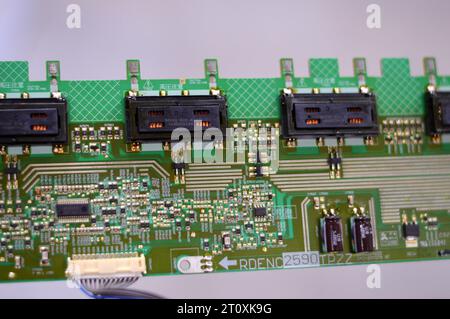 interior of LCD TV Television main board power circuit, wires ...