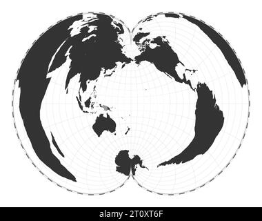 Vector world map. American polyconic projection. Plain world ...