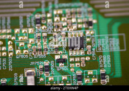 interior of LCD TV Television main board power circuit, wires ...