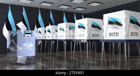 Estonia - voting booths and ballot box - election concept - 3D ...