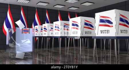 Thailand - voting booths and ballot box - election concept - 3D ...