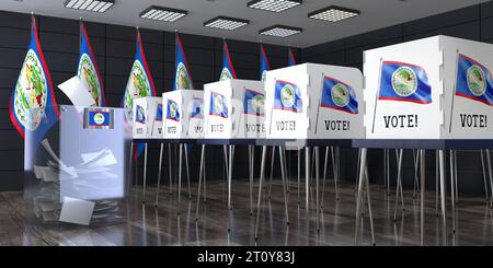 Belize - voting booths and ballot box - election concept - 3D ...