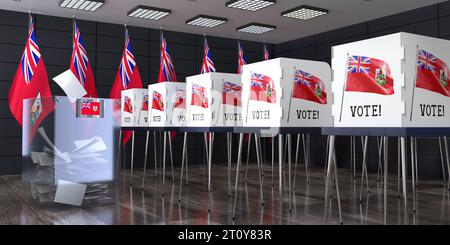 Bermuda - voting booths and ballot box - election concept - 3D ...