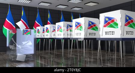 Namibia - voting booths and ballot box - election concept - 3D ...