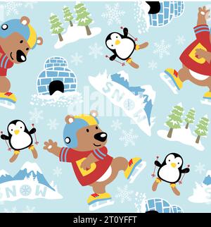 Arctic animals pattern. Children animal antarctic print, north polar ...