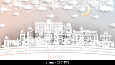 Indore India City Skyline Silhouette with Black Buildings Isolated on ...