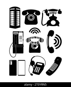 Telephone telecommunication tool object silhouette Stock Vector Image & Art - Alamy