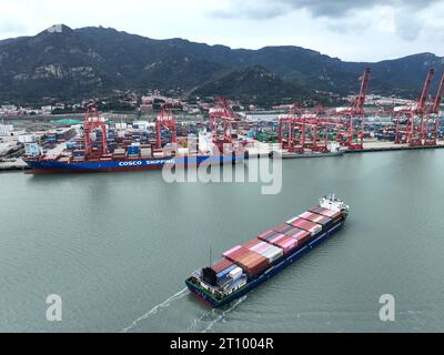 Cargo ships dock at Lianyungang Port Container Terminal in east China's ...