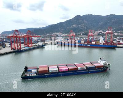 Cargo ships dock at Lianyungang Port Container Terminal in east China's ...